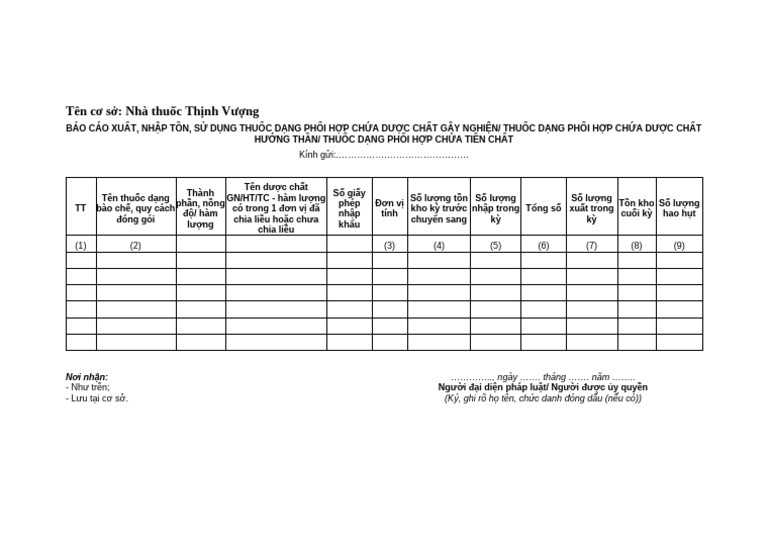 Mau bao cao dinh ky | PDF