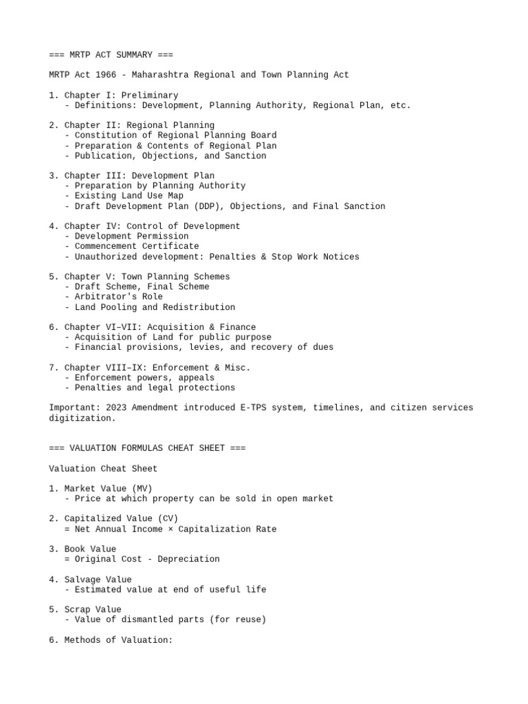 MRTP_Valuation_Cheat_Sheet | PDF