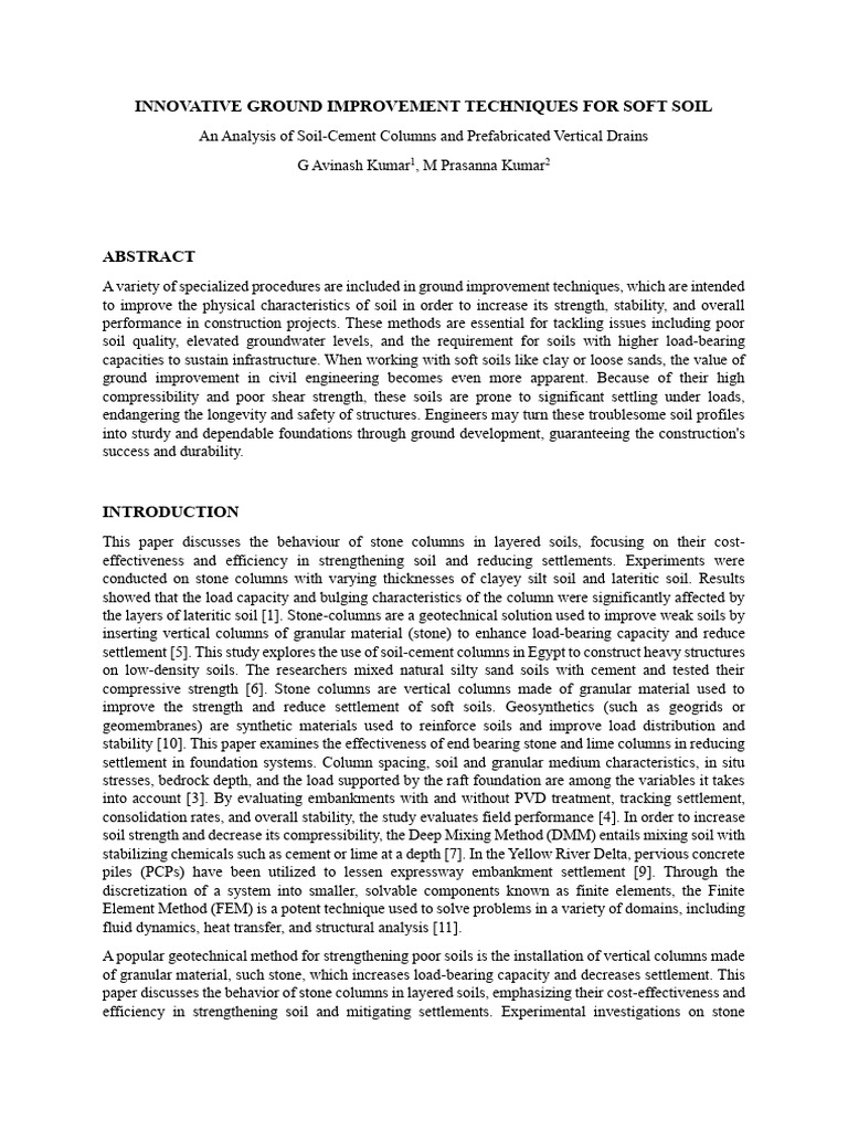 Innovative Ground Improvement Techniques for Soft Soil (1) (1) | PDF | Geotechnical Engineering ...