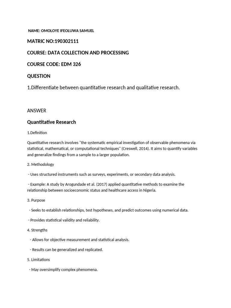 Data Collection Assignment | PDF | Quantitative Research | Qualitative ...