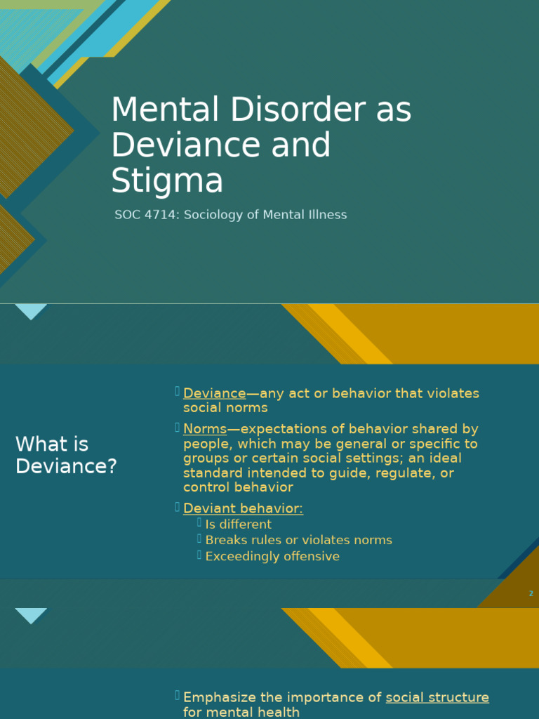 Mental Disorder: Deviance and Stigma | PDF | Social Stigma | Deviance ...