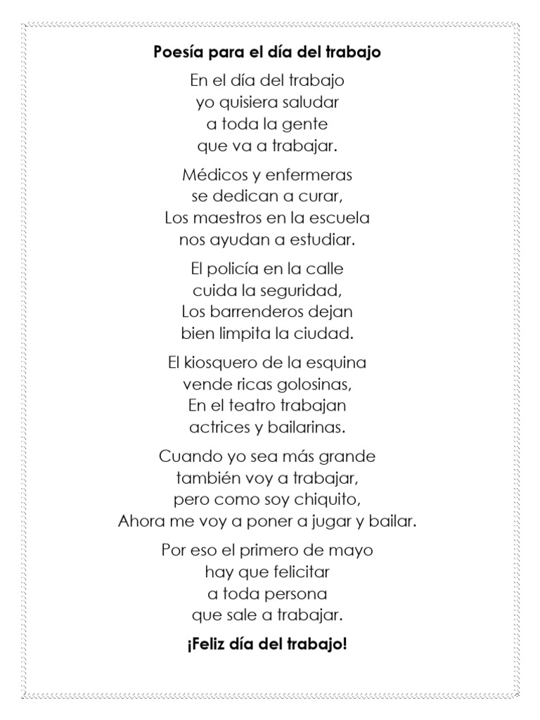 Poema Día Del Trabajo | PDF