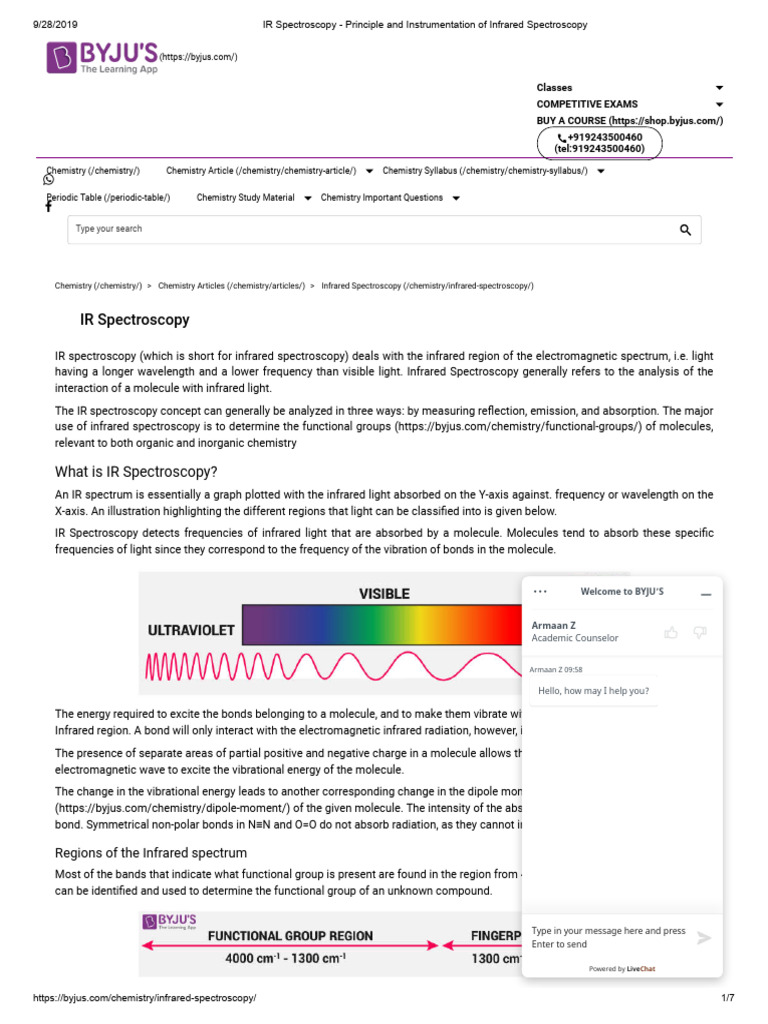 @IR Spectroscopy - Principle and Instrumentation of Infrared Spectros | PDF | Infrared ...