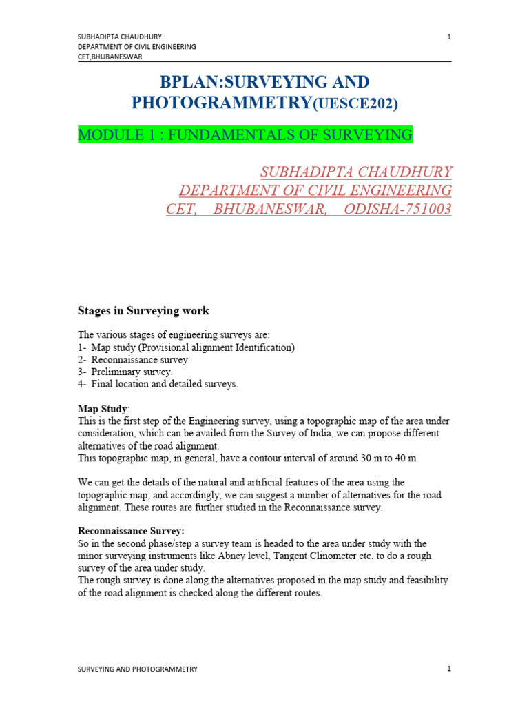 Survey Bplan MOD1 CLASS 2 | PDF | Observational Error | Surveying