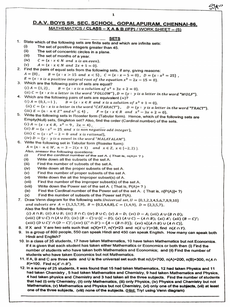 Sets,Relations,Functions and Probability IFP Assignment | PDF | Mathematics | Mathematical Concepts