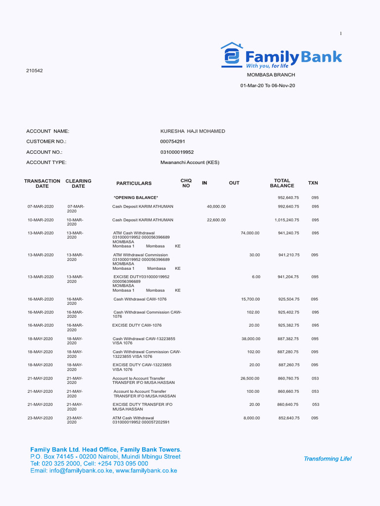 FAMILY Bank Bank Statement PDF | PDF | Automated Teller Machine | Payments