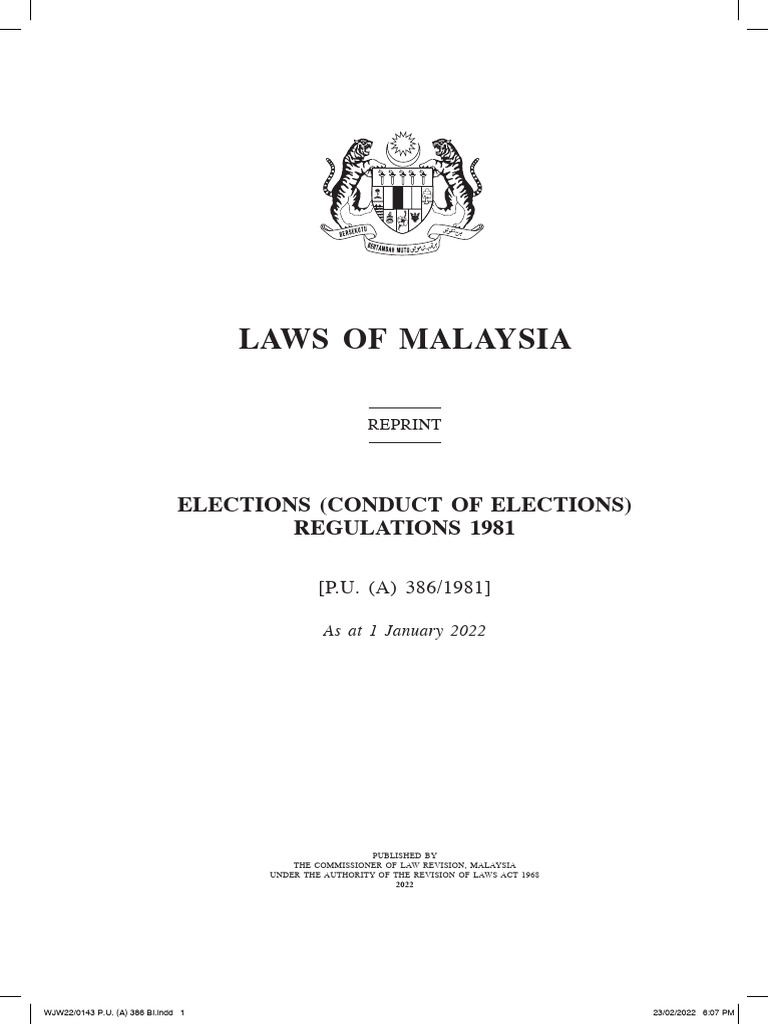Elections Conduct Regulations 1981 | PDF | Voting | Postal Voting
