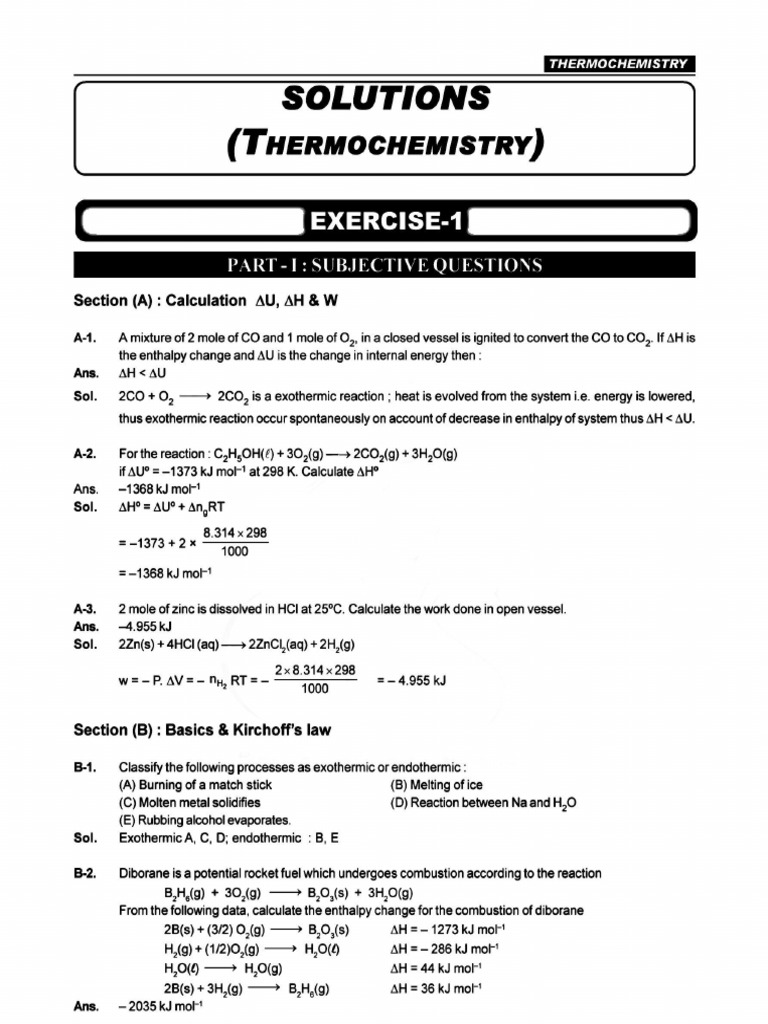 Thermochemistry Essential Sheet Solution | PDF