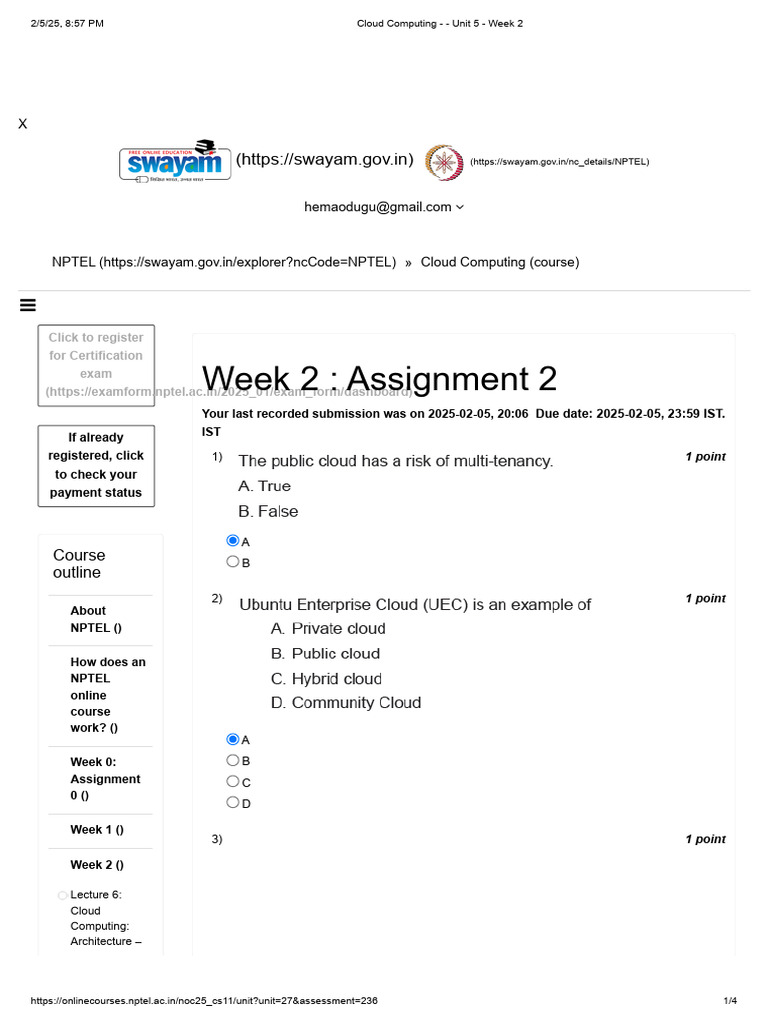 Cloud Computing - Unit 5 - Week 2 | PDF | Computing