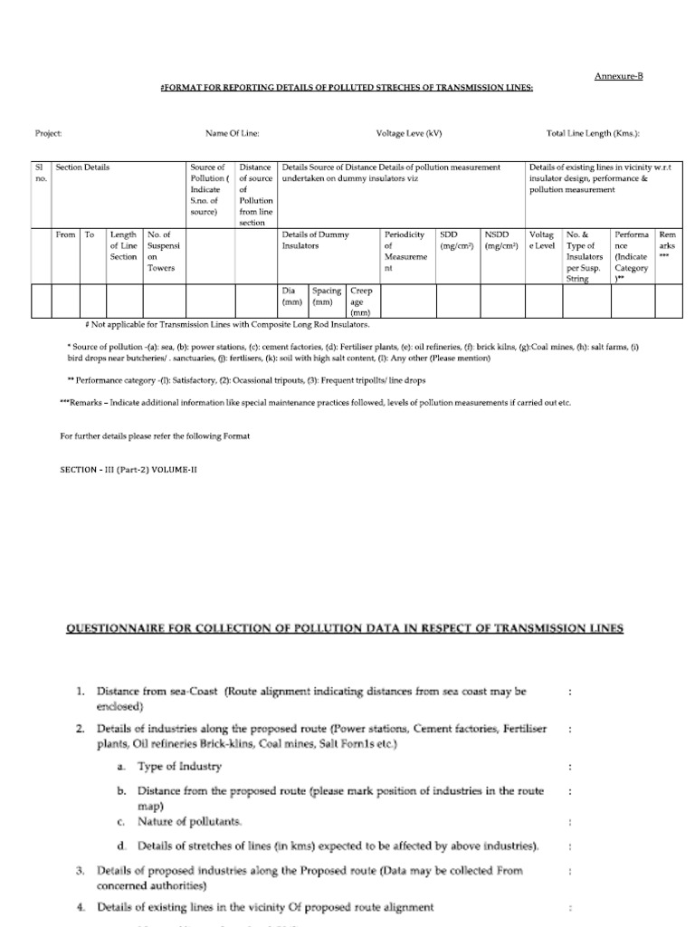 03 - 3 Section III Annexure B-C-D-E (Formats For Other Site Data) | PDF ...