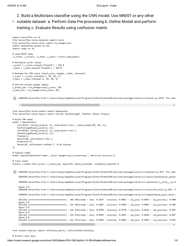 DL2.ipynb - Colab | PDF | Accuracy And Precision | Applied Mathematics