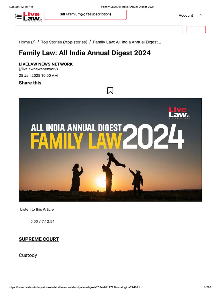 Family Law Annual Digest 2024 | PDF | Marriage | Social Institutions