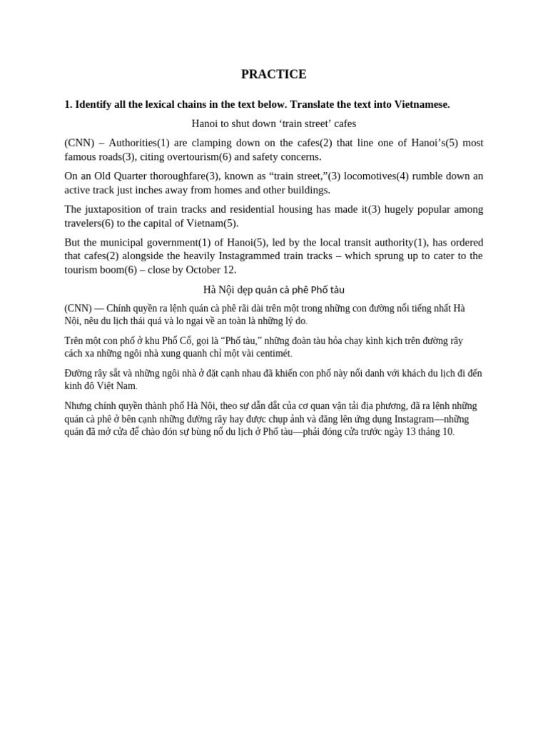 Vietnamese to English Translation Practice | PDF