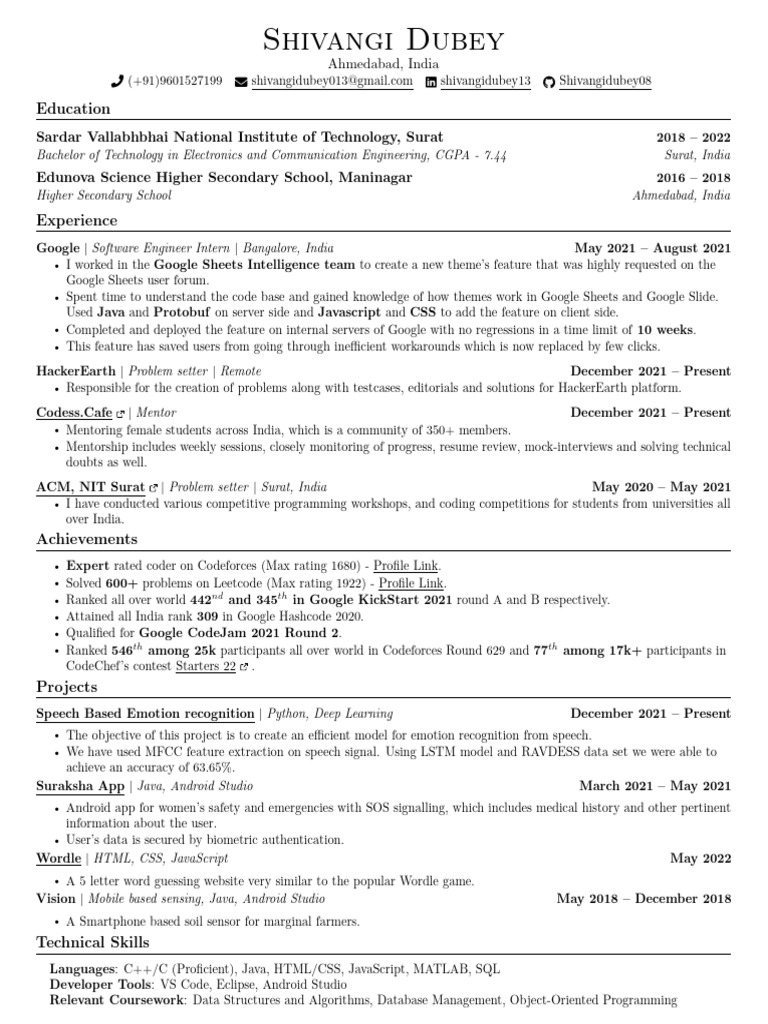 Shivangi Shashikumar Dubey Resume | PDF | Mobile App | Android (Operating System)