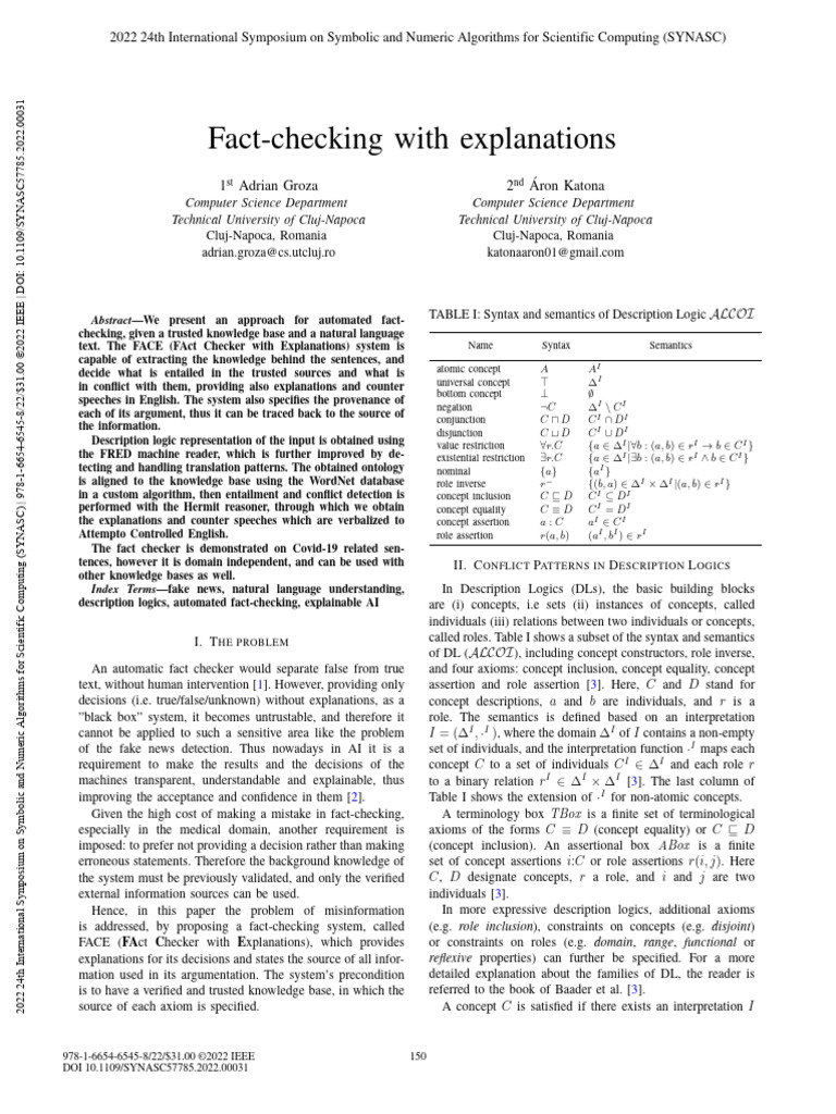 Fact-checking_with_explanations | PDF | Semantics | Logic