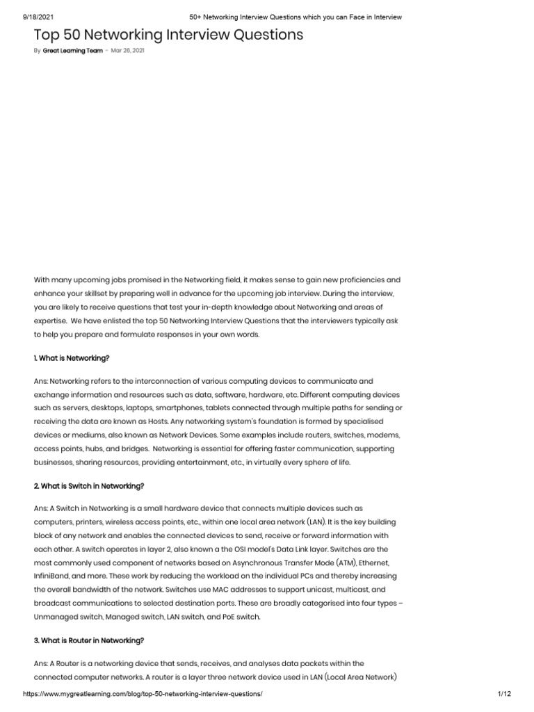 50+ Networking Interview Questions Which You Can Face in Interview ...