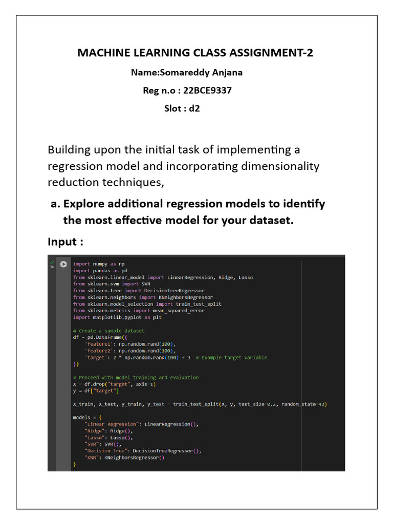 22BCE9337 (ML-Class Assignment-2) | PDF