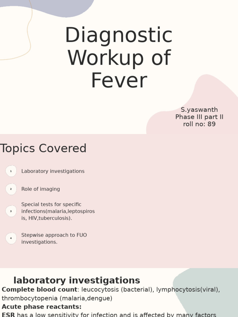 Diagnostic Workup of Fever 20250305 233915 0000 | PDF | Infection | Malaria