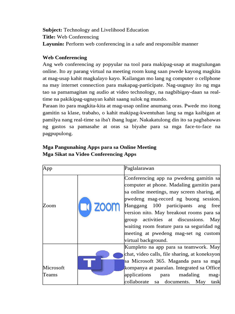 G-6 Lesson 1-Web Conferencing | PDF