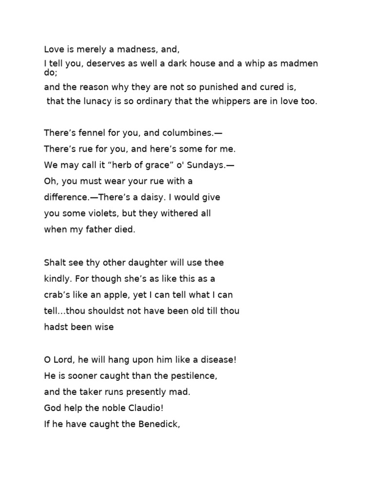 Y8 Shakespeare Short Monologue Scripts | PDF