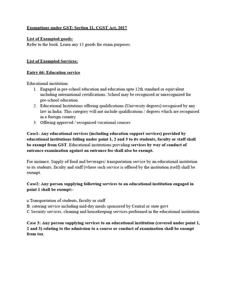 Exemption Under GST - Section 11, CGST Act, 2017 | PDF | Value Added ...