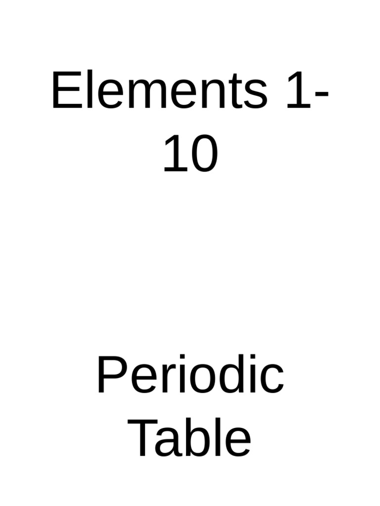 Elements 1-10 in the Periodic Table | PDF