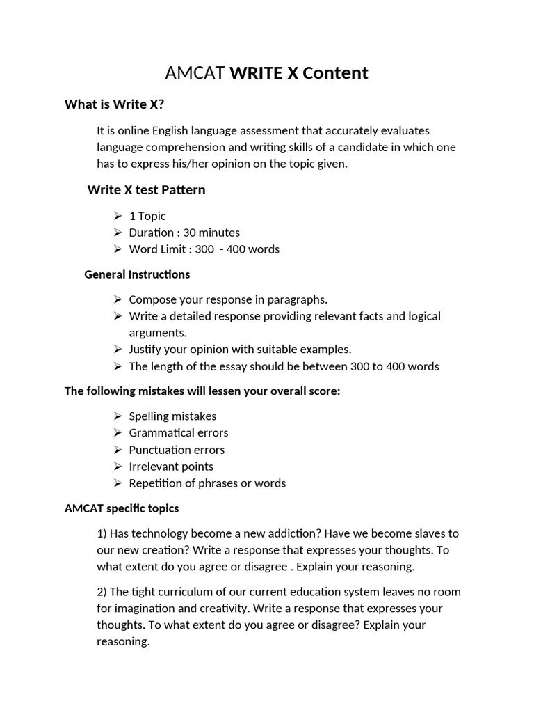 Write X Assessment Guide and Topics | PDF | Essays | Argument