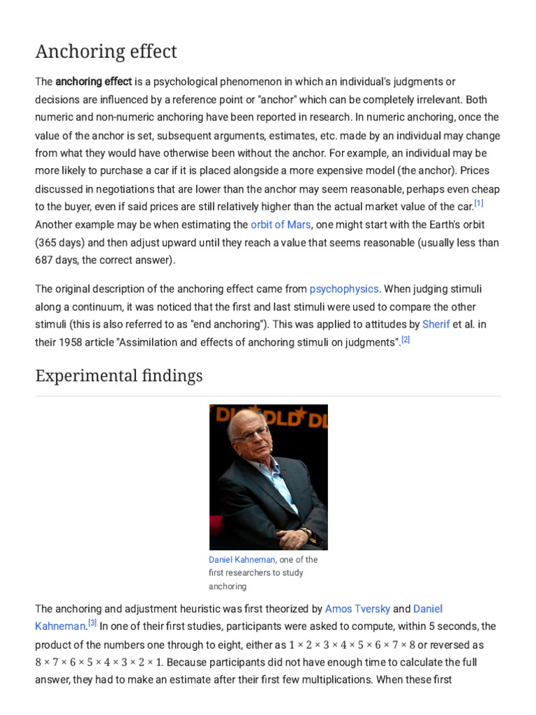 Anchoring Effect - Wikipedia | PDF | Cognitive Science | Behavioural ...