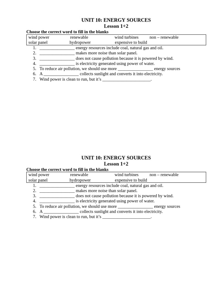 Unit 10 Lesson 1+2 | PDF
