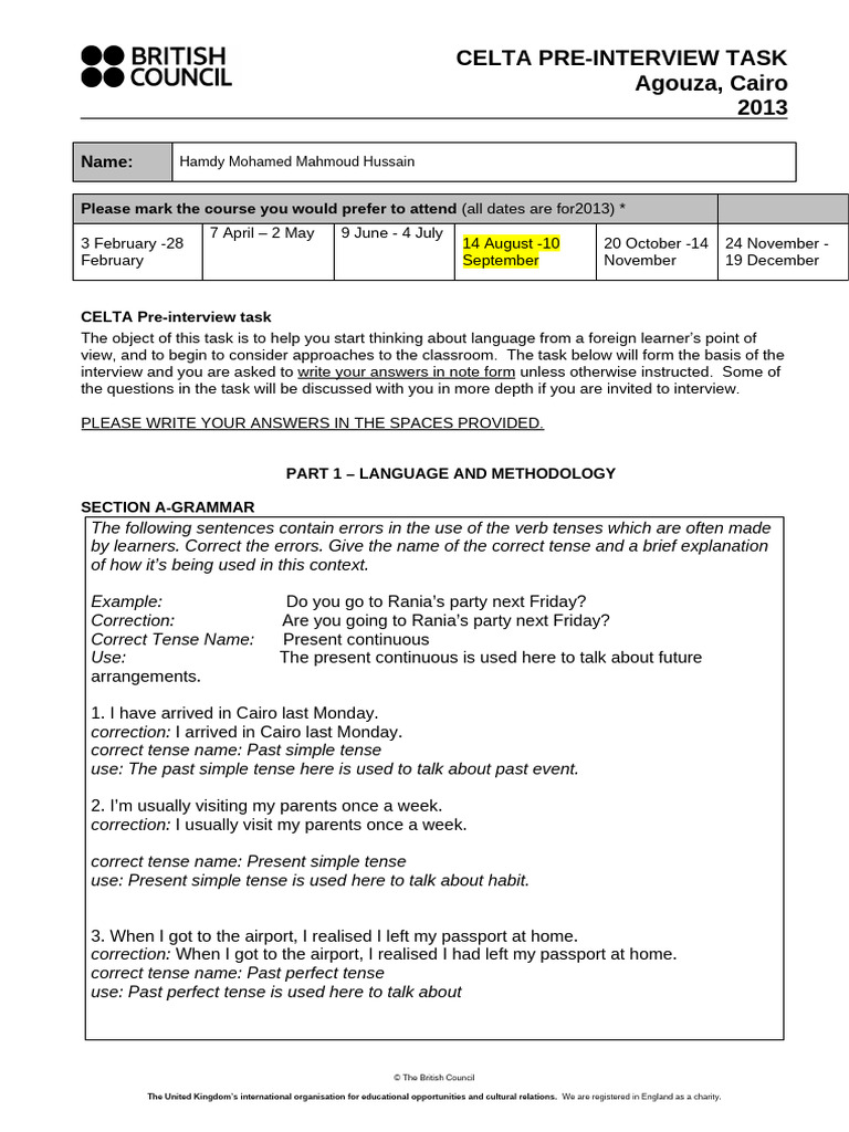 New 2013 Pre-Interview Task | PDF | Stress (Linguistics) | Learning