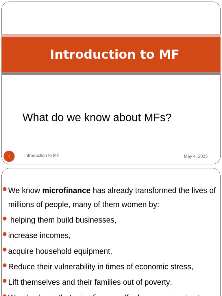 MF NOTES wk 4 | PDF | Microfinance | Millennium Development Goals