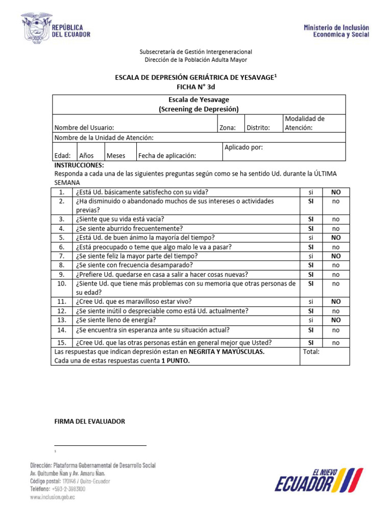 Escala de Yesavage | PDF