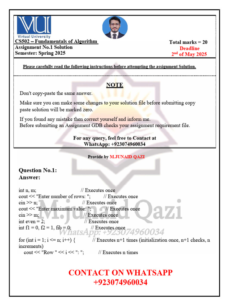 CS502-Assignment 1 100% Coorect Solution Spring 2025 by M.junaid Qazi | PDF | Computer Programming