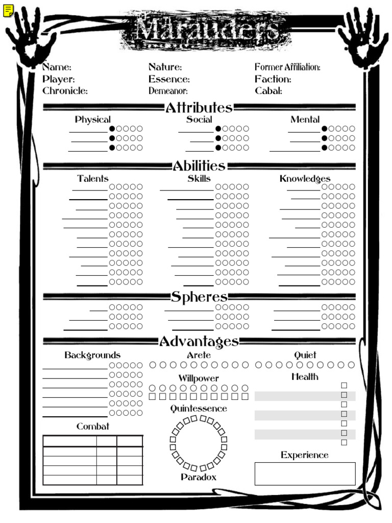 Mage: The Ascension Character Sheet | PDF