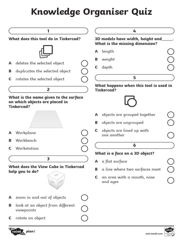 Knowledge Organiser Quiz BW | PDF | 3 D Modeling | Applied Mathematics