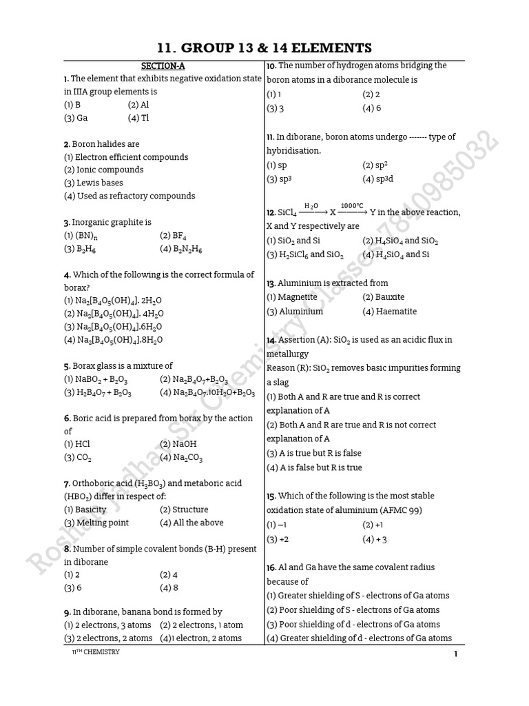Group 13 & 14 Elements | PDF | Silicon Dioxide | Molecules