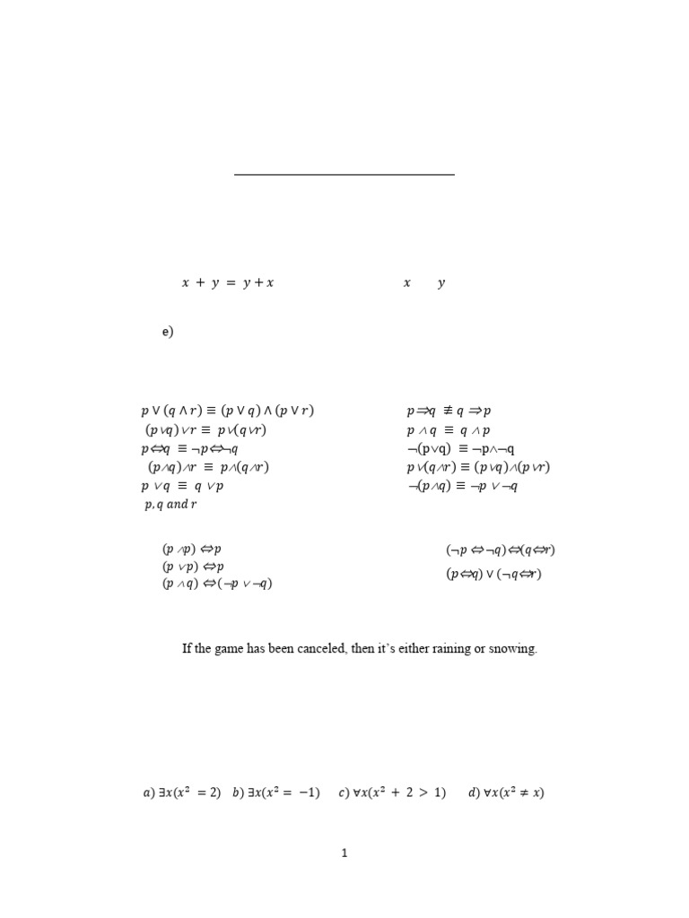 Math 1011 N Worksheet: Logic & Sets | PDF | First Order Logic | Logic