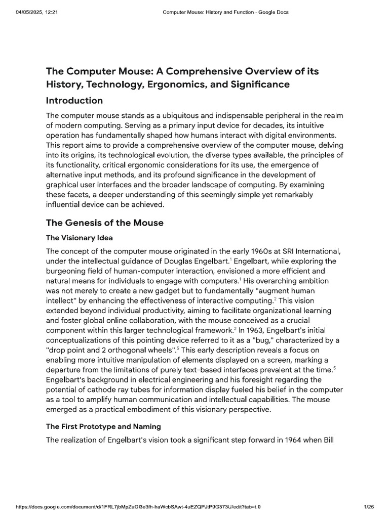 Mouse - History and Function | PDF