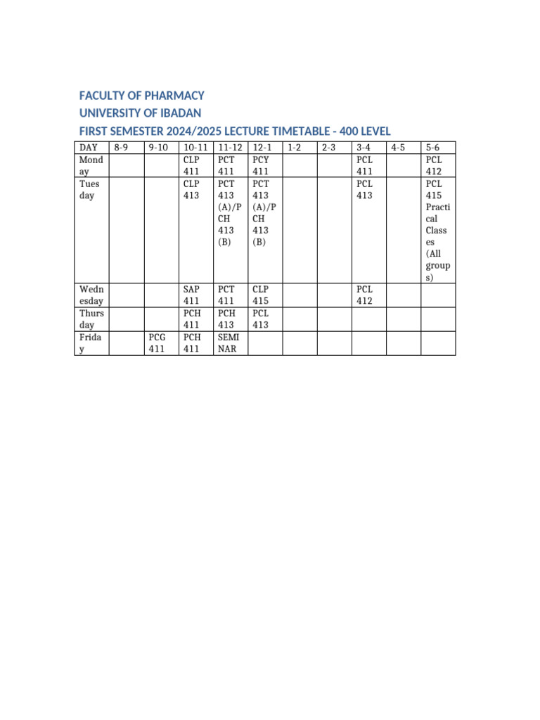 400_Level_Timetable_Structured_Format | PDF