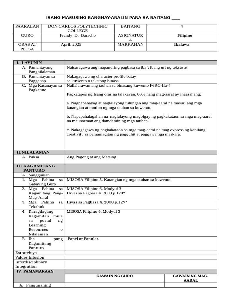 DLP-FORMAT-in-filipino-DEPED-DaniellaJane (1) | PDF