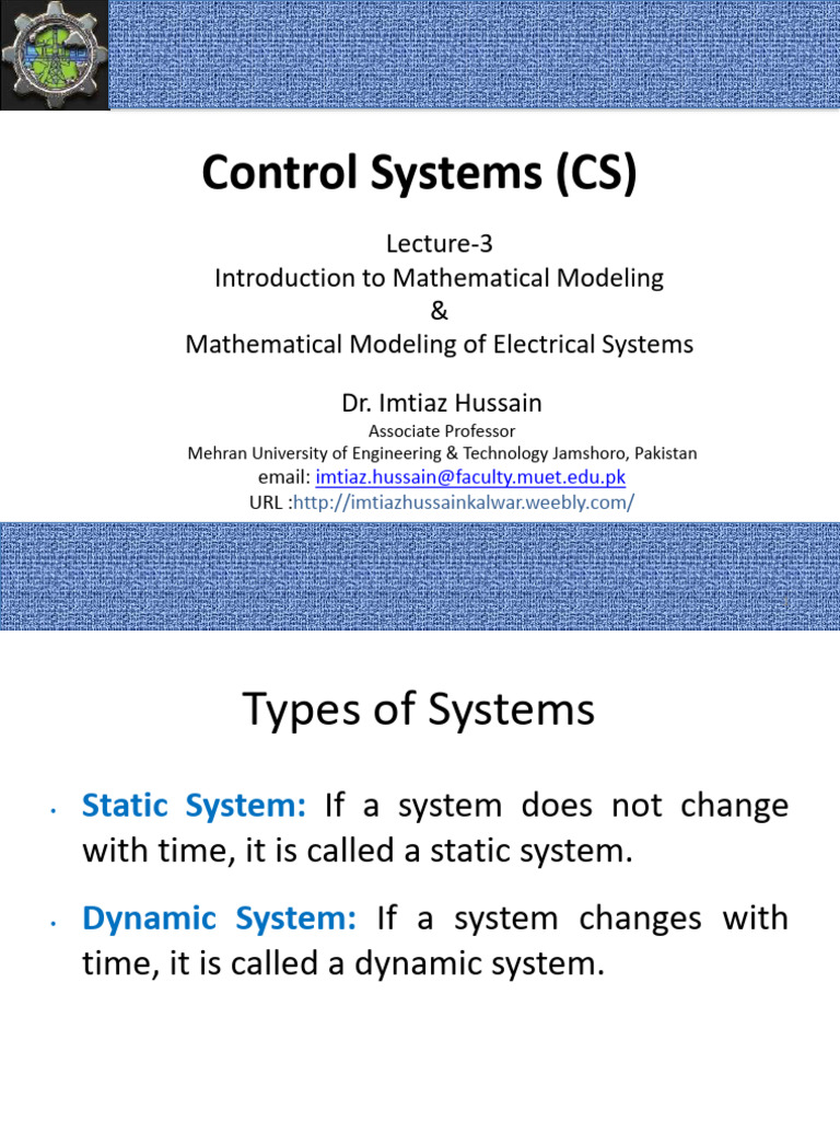 Lecture-3 - Mathematical Modelling of Dynamic Systems | PDF | System | Mathematical Model