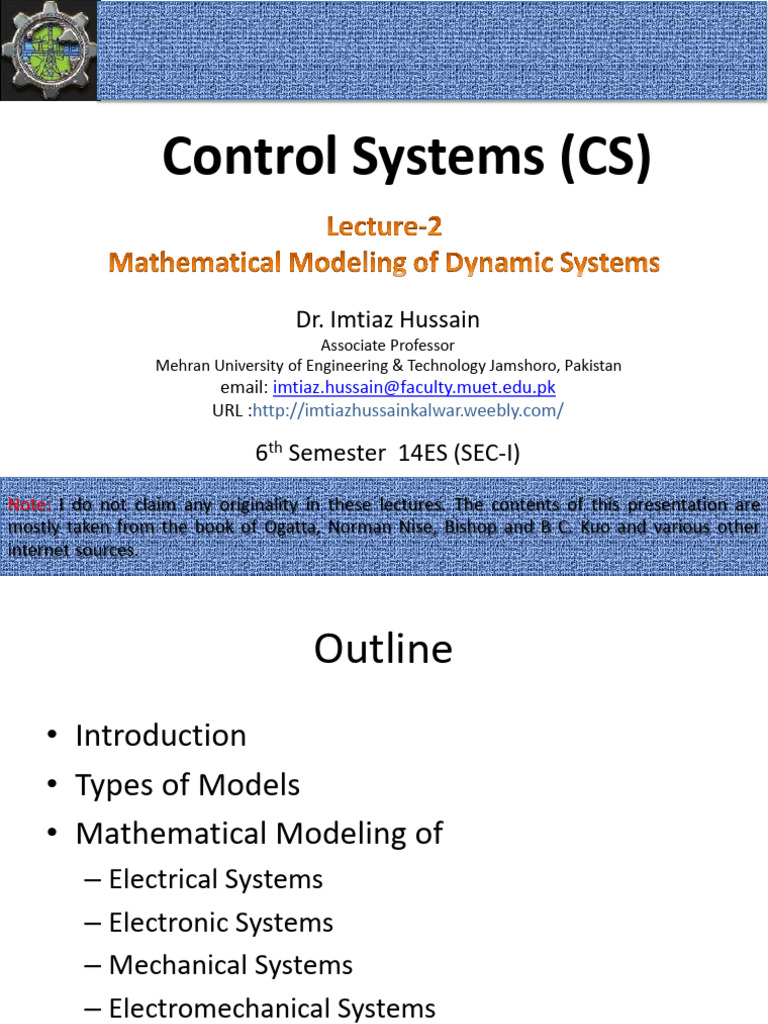 Mathematical Modeling of Dynamic Systems | PDF | Gear | Torque