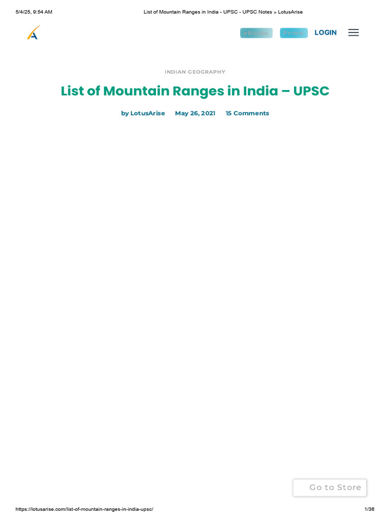 List of Mountain Ranges in India - UPSC - UPSC Notes LotusArisefdhcffch ...