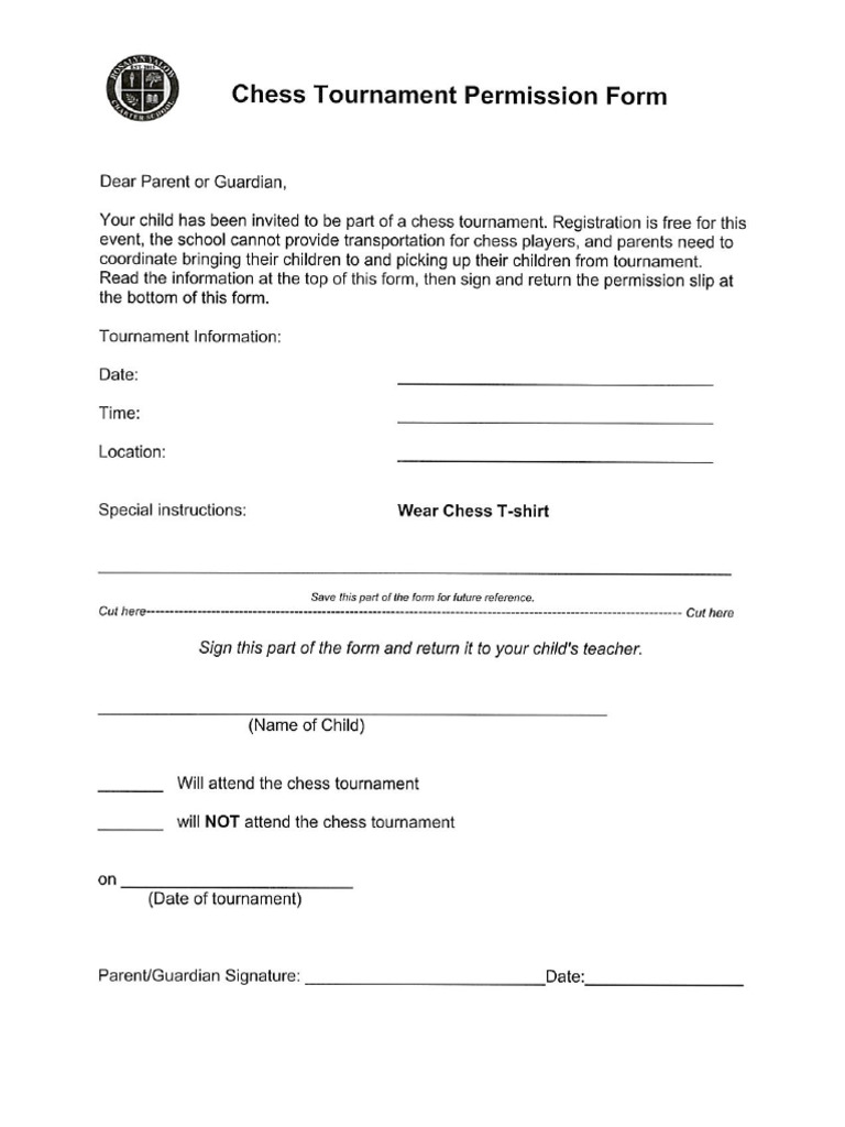 Fillable Tournament Permission Slip | PDF