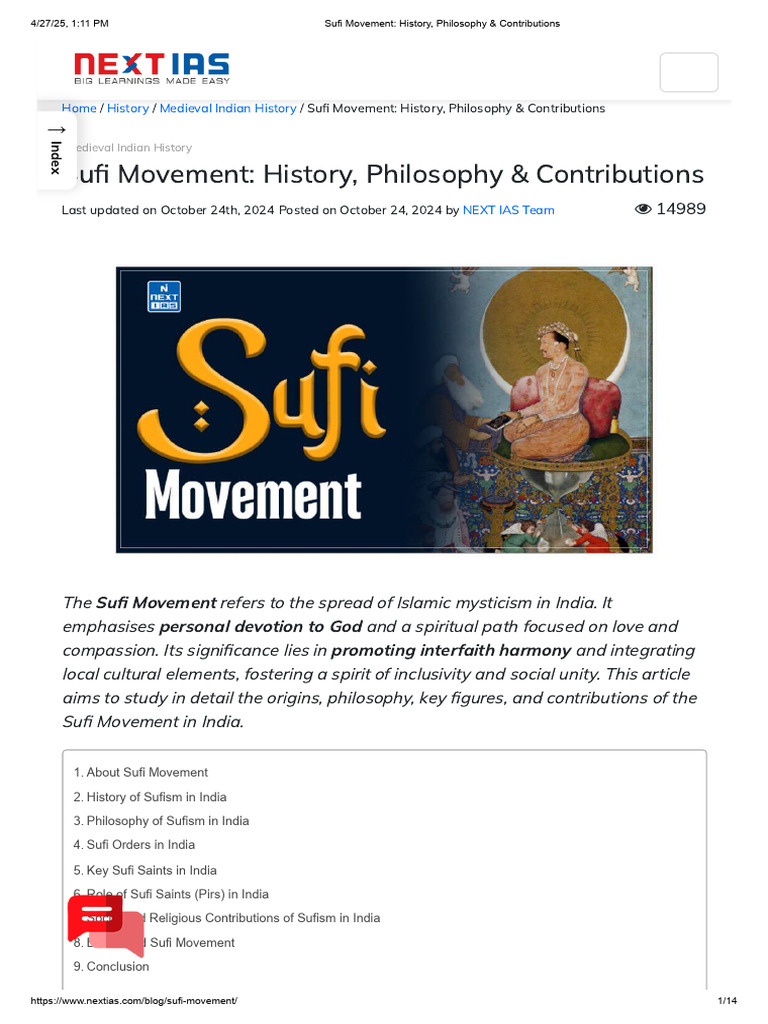 Sufi Movement - History, Philosophy & Contributions | PDF | Sufism | Bhakti