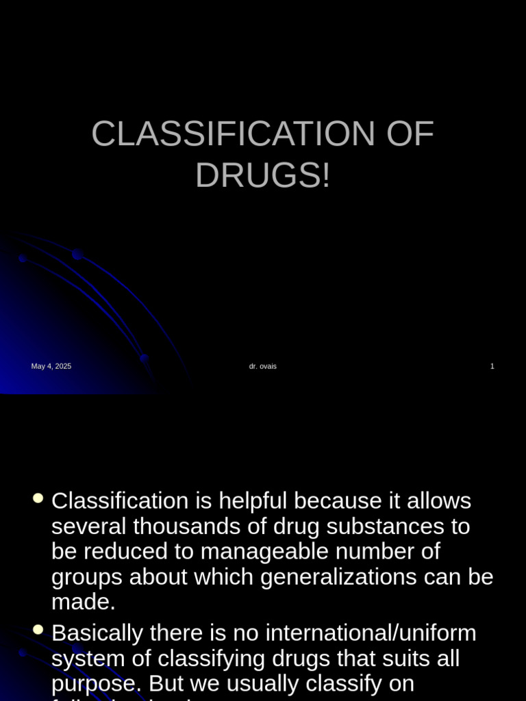 Drug Classification Overview Guide | PDF | Drugs | Pharmacology