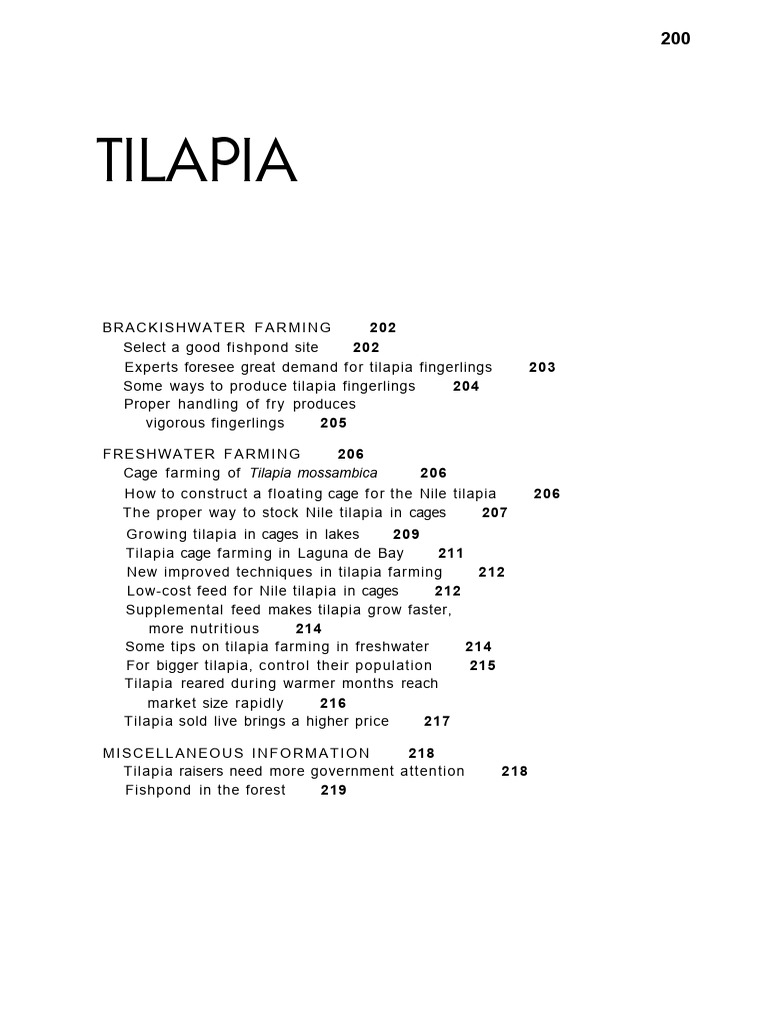 TILAPIA Fish Farming Handbook | PDF | Aquaculture