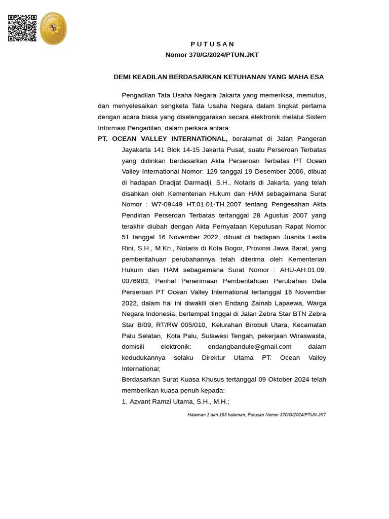 Ptun Pembatalan SK Mentri | PDF