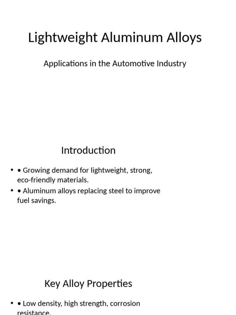 Lightweight Aluminum Alloys Presentation (1) | PDF