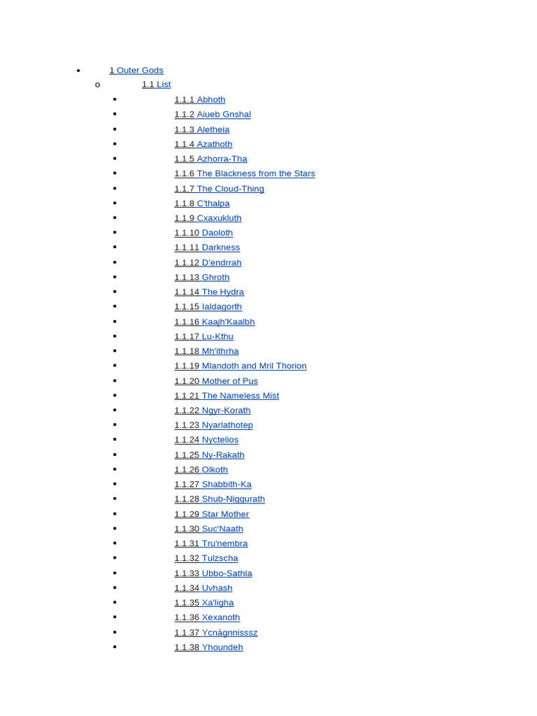 Cthulhu Mythos Deities | PDF